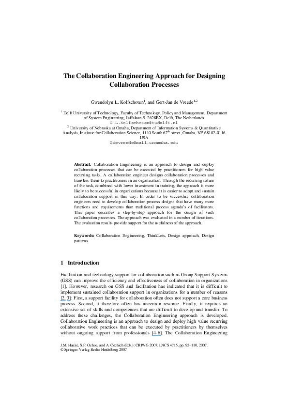 (PDF) The Collaboration Engineering Approach for Designing ...