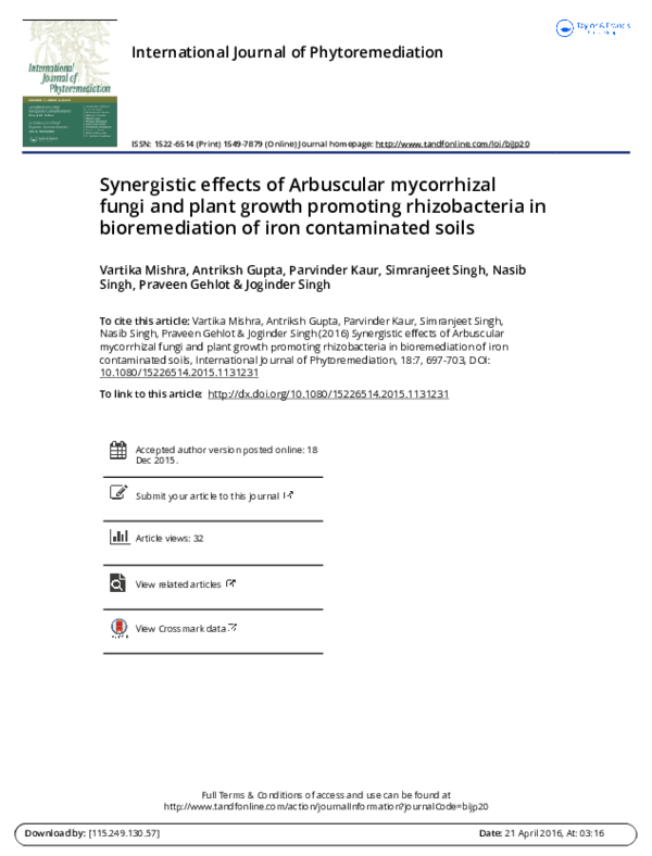(PDF) Synergistic effects of Arbuscular mycorrhizal fungi and plant growth promoting ...