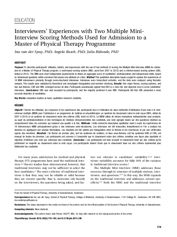 (PDF) Interviewers' Experiences with Two Multiple Mini- Interview ...
