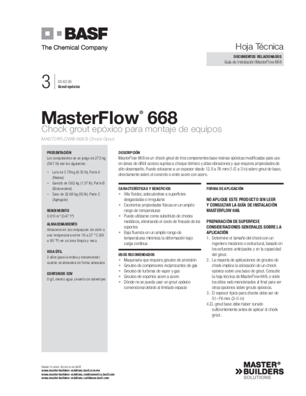 (PDF) Basf MasterFlow 668 Chock Grout tds PERU