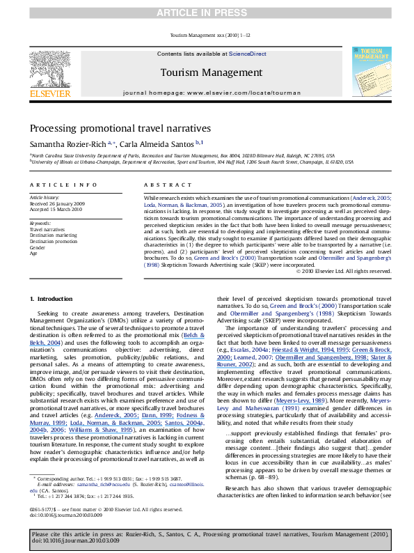 (PDF) Processing promotional travel narratives