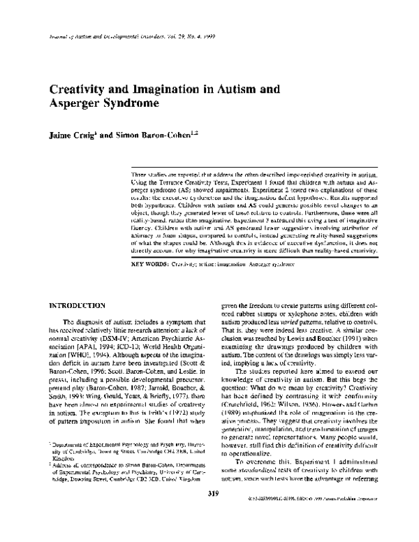 (PDF) Creativity and Imagination in Autism and Asperger Syndrome