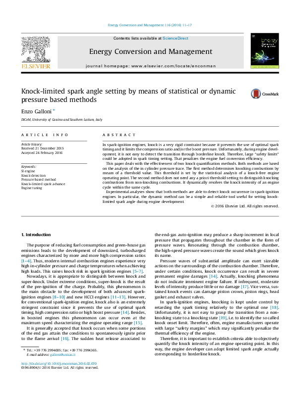 (PDF) Knock-limited spark angle setting by means of statistical or ...