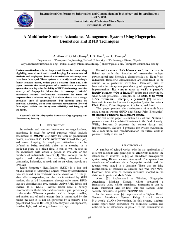 A Multifactor Student Attendance Management System Using Fingerprint ...
