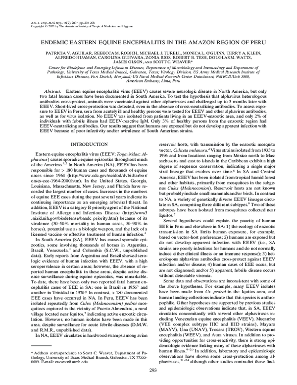 (PDF) Endemic eastern equine encephalitis in the Amazon region of Peru