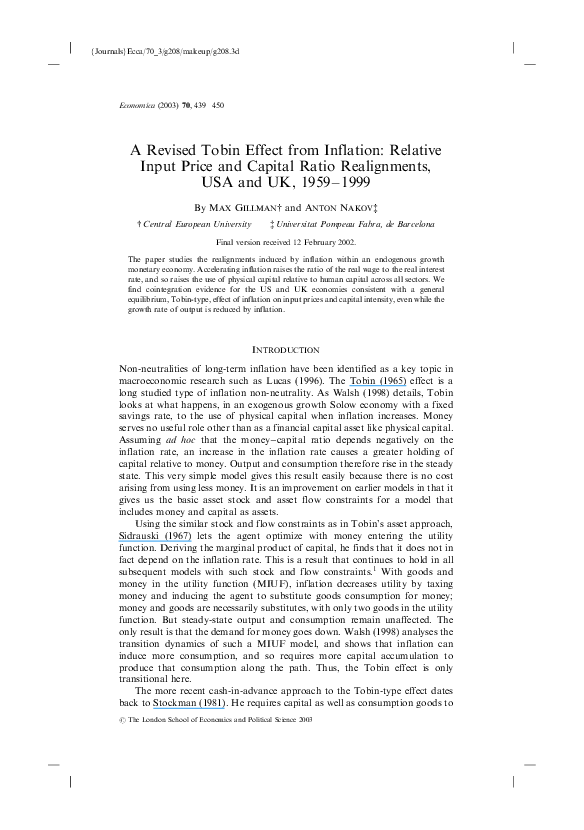 (PDF) A Revised Tobin Effect from Inflation: Relative Input Price and ...