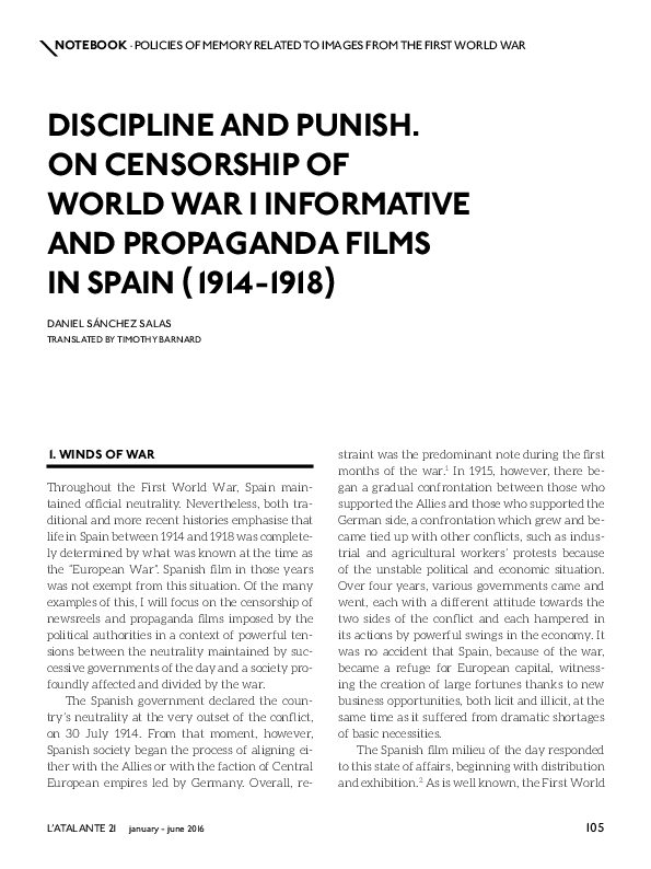 (PDF) DISCIPLINE AND PUNISH. ON CENSORSHIP OF WORLD WAR I INFORMATIVE ...