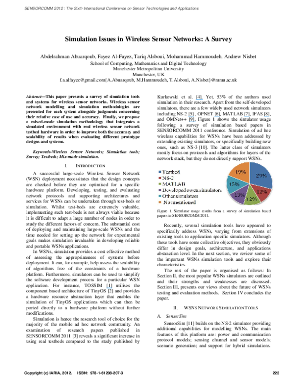 Pdf Simulation Issues In Wireless Sensor Networks A Survey