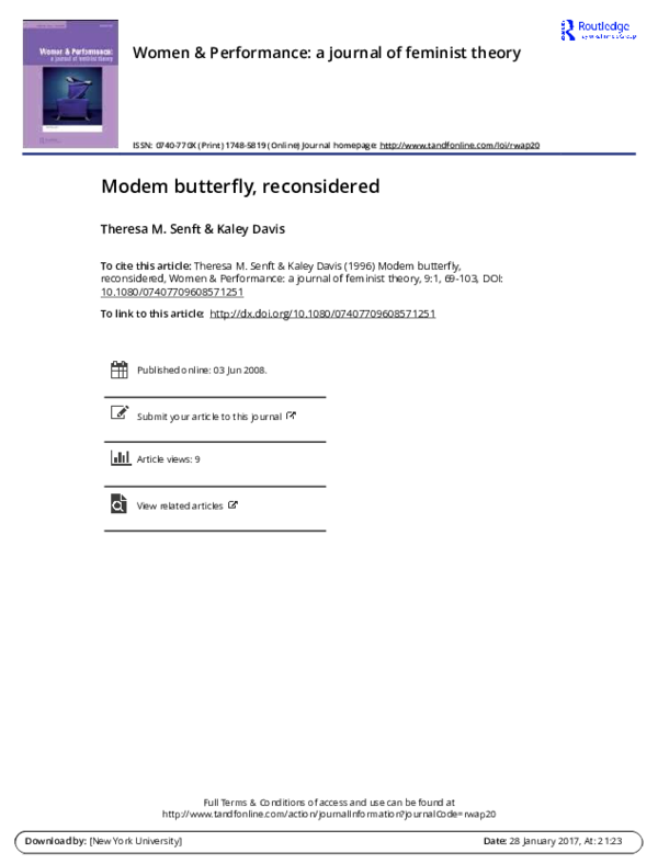 (PDF) "Modem Butterfly, Reconsidered" By Theresa Senft and Kaley Davis ...