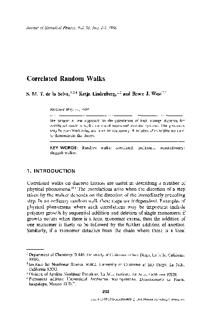 (PDF) Correlated random walks