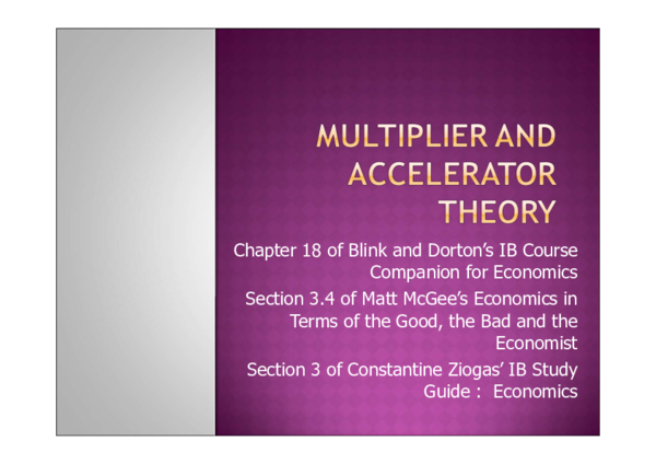 (PDF) Multiplier and accelerator theory