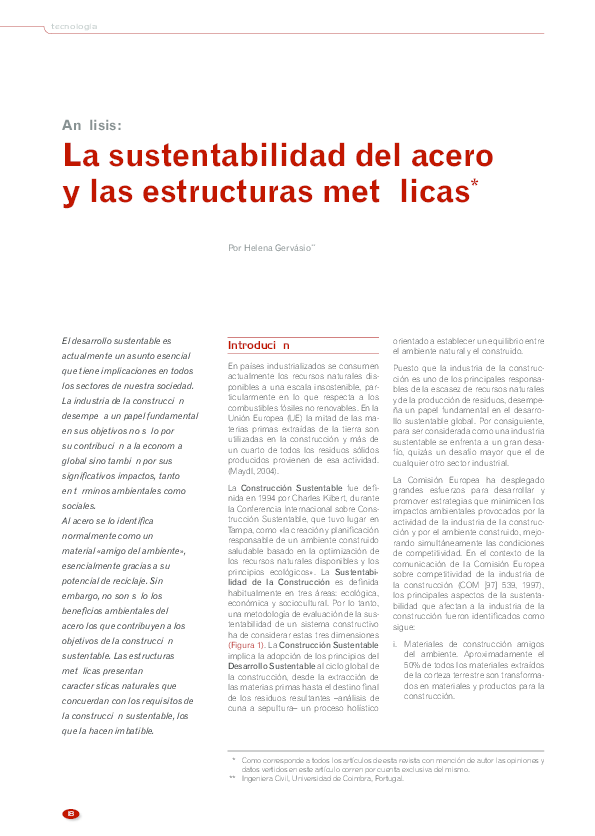 (PDF) La sustentabilidad del acero y las estructuras metálicas