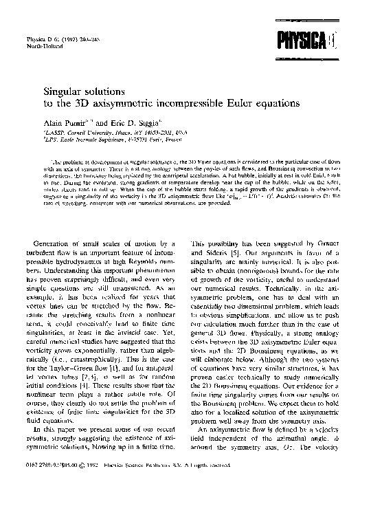 (PDF) Singular solutions to the 3D axisymmetric incompressible Euler ...