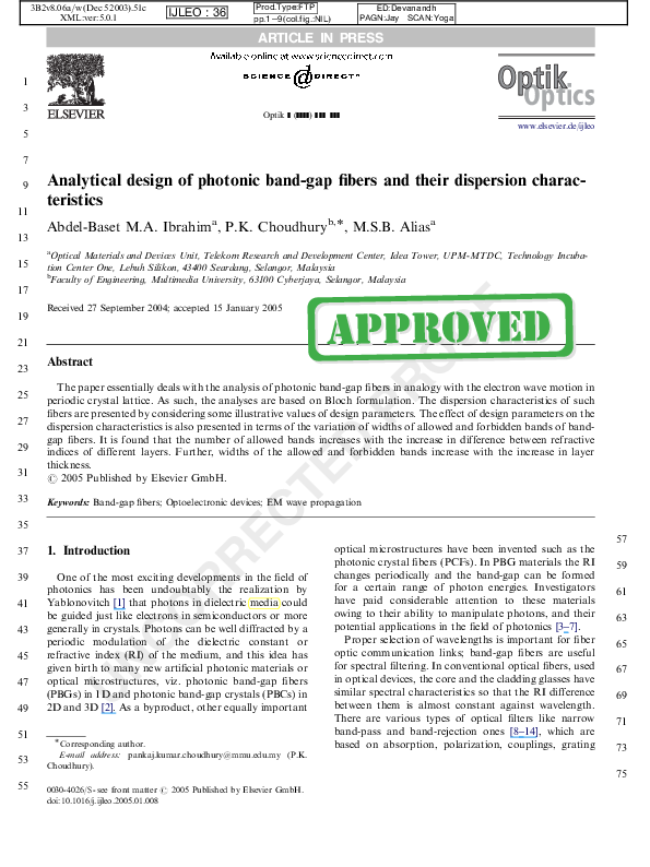 (PDF) Analytical design of photonic band-gap fibers and their dispersion characteristics