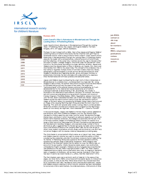 (PDF) Lewis Carroll’s Alice’s Adventures in Wonderland and Through the ...