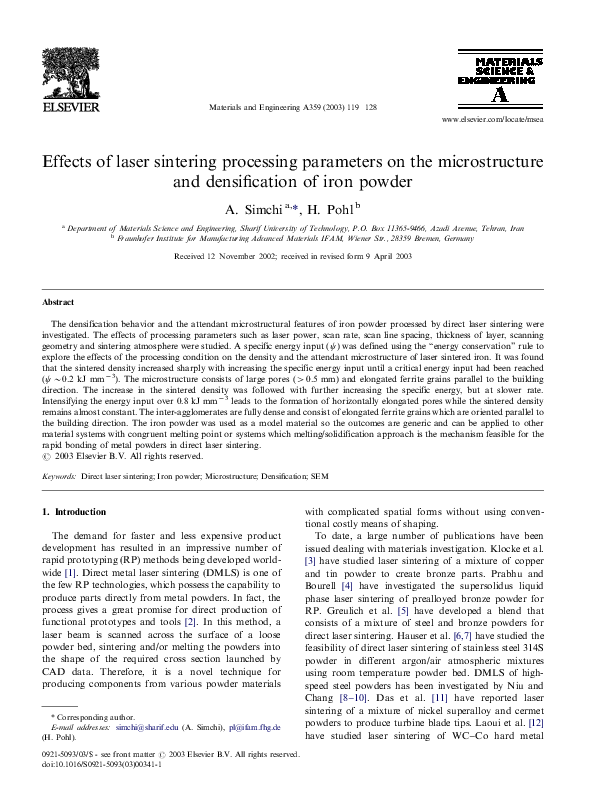 (PDF) Effects of laser sintering processing parameters on the microstructure and densification ...