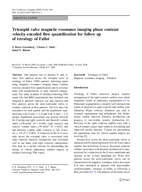 Tricuspid valve magnetic resonance imaging phase contrast velocity ...