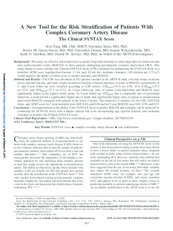 (PDF) A New Tool for the Risk Stratification of Patients with Complex ...