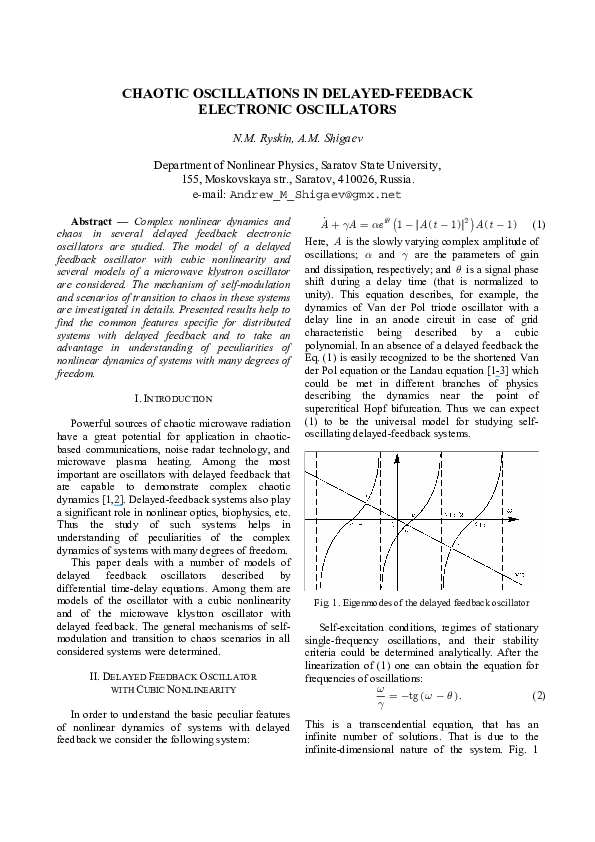 Chaotic Oscillations in Delayed-Feedback Electronic Oscillators