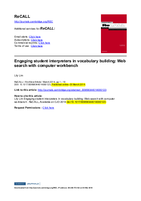 (PDF) Engaging student interpreters in vocabulary building: Web search ...