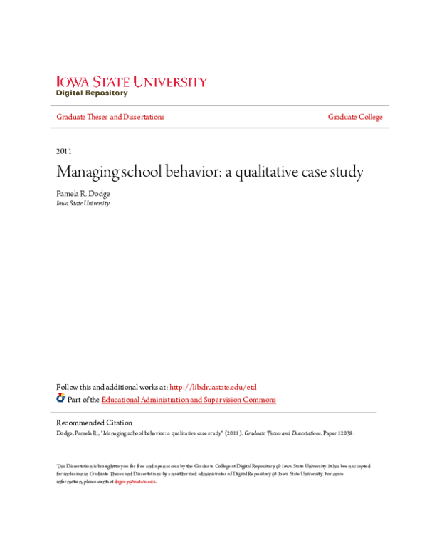 (PDF) Managing school behavior- a qualitative case study | Jella ...