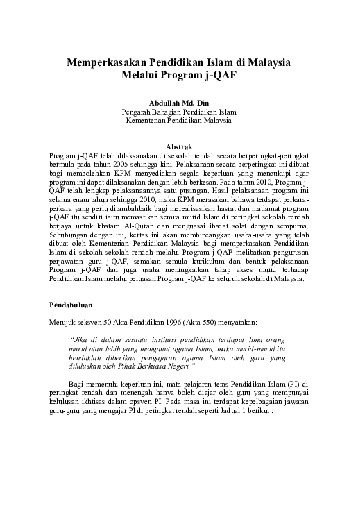 (PDF) Memperkasakan Pendidikan Islam di Malaysia Melalui Program j-QAF