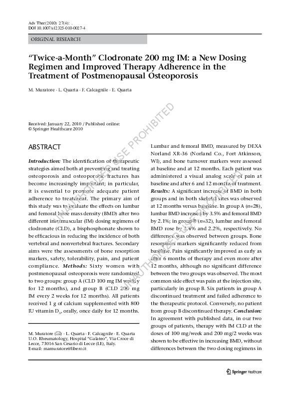 (PDF) “Twice-a-month” clodronate 200 mg IM: a new dosing regimen and ...