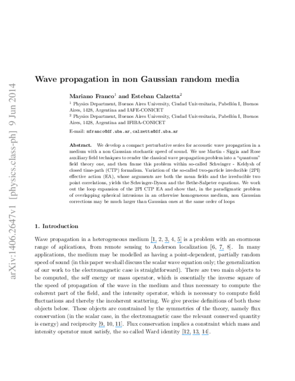 (PDF) Wave propagation in non-Gaussian random media