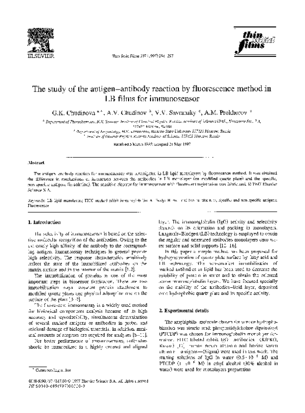 (PDF) The study of the antigen-antibody reaction by fluorescence method ...