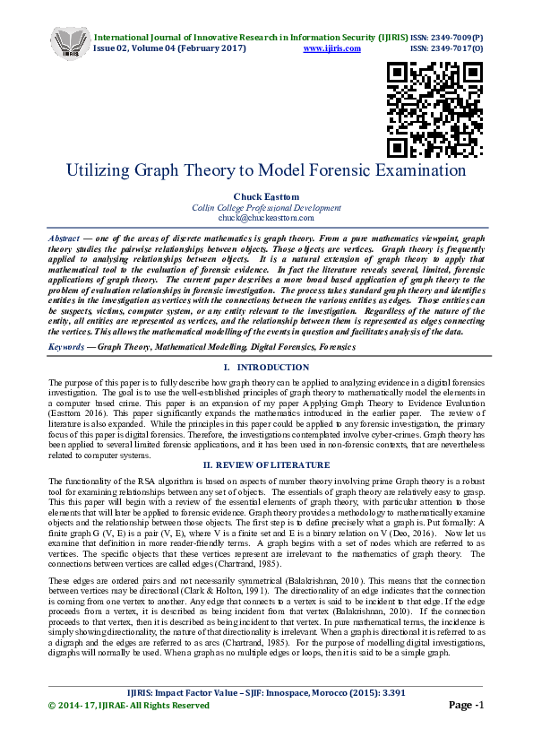 Pdf Utilizing Graph Theory To Model Forensic Examination