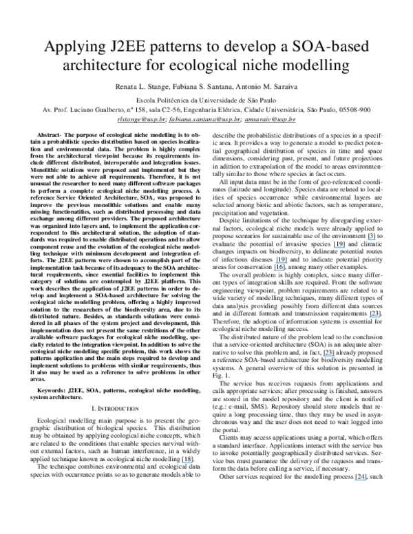 (PDF) Applying J2EE patterns to develop a SOA-based architecture for ...
