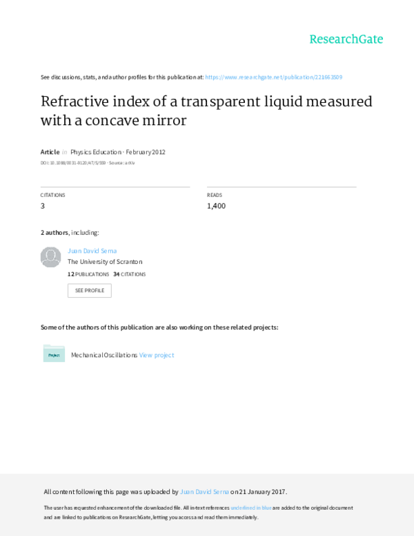(PDF) Refractive index of a transparent liquid measured with a concave ...