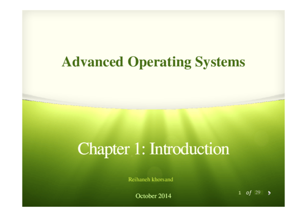 (PDF) Advanced Operating Systems