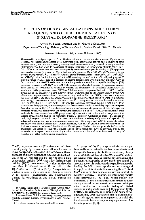 (PDF) Effects of heavy metal cations, sulfhydryl reagents and other ...