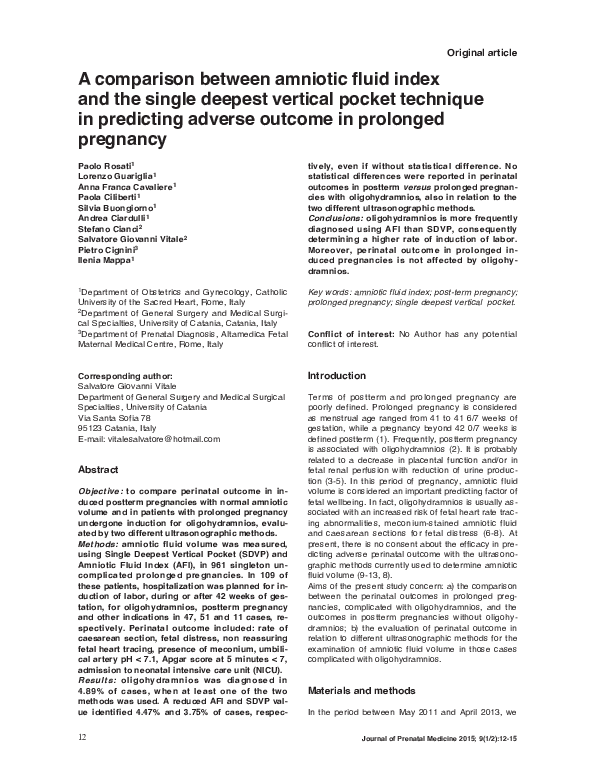 (PDF) A comparison between amniotic fluid index and the single deepest ...