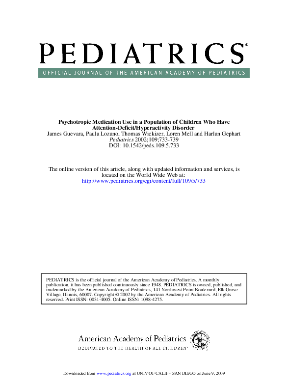 (PDF) Psychotropic Medication Use in a Population of Children Who Have ...