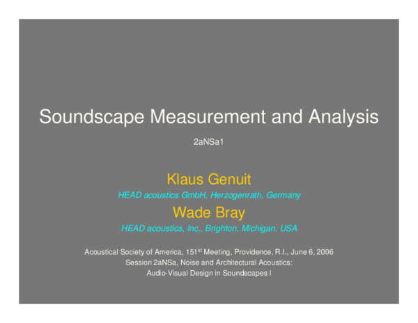 (PDF) Soundscape measurement and analysis | Wade Bray - Academia.edu