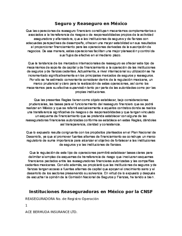 (DOC) Seguro y Reaseguro en México