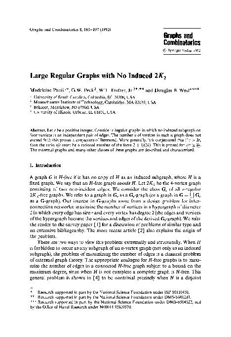 (PDF) Large regular graphs with no induced 2K 2 | William Trotter - Academia.edu