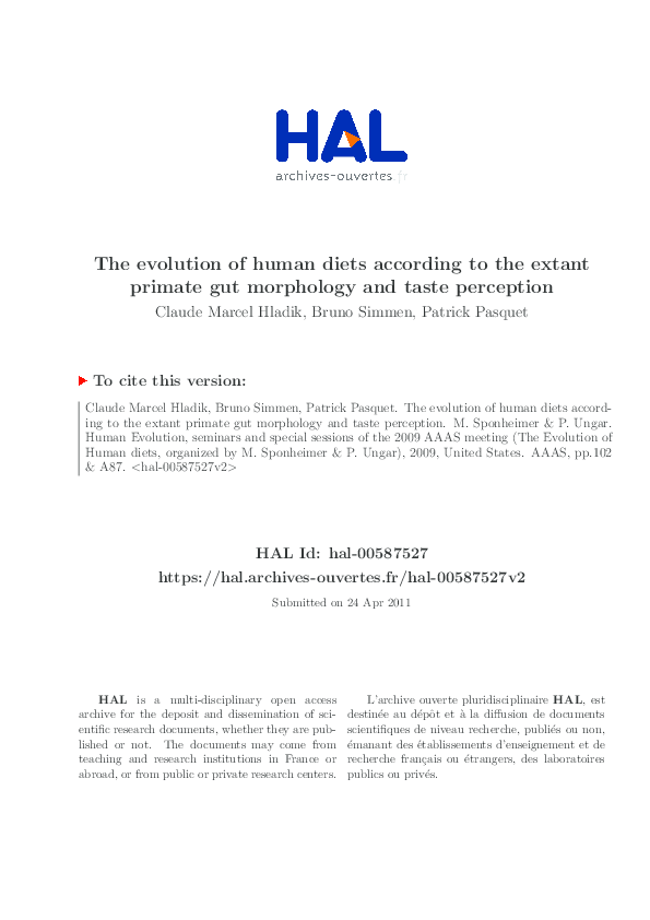 (PDF) The evolution of human diets according to the extant primate gut ...