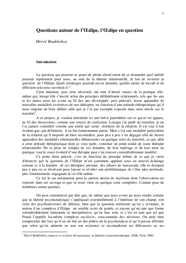 question type bac oedipe roi