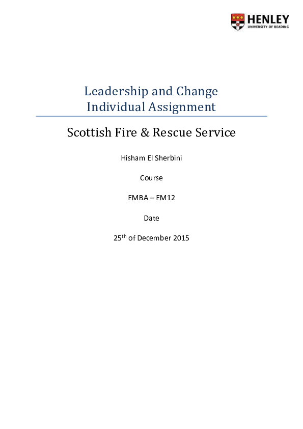 (PDF) Leadership and Change Individual Assignment - Scottish Fire ...