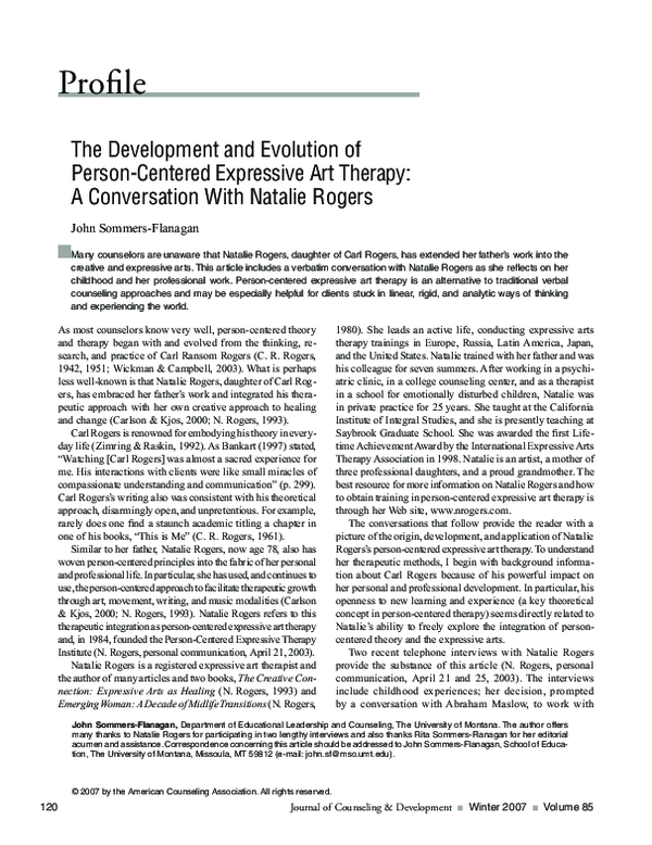 (PDF) The Development and Evolution of Person-Centered Expressive Art ...