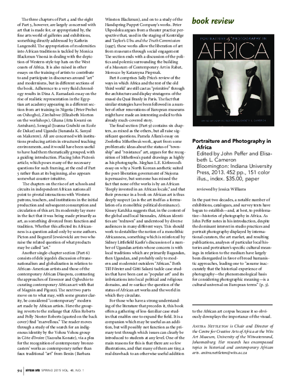 (PDF) Review of Portraiture and Photography in Africa, John Peffer and ...