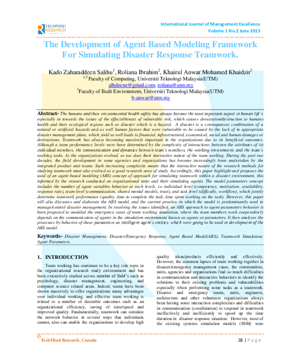 Pdf The Development Of Agent Based Modeling Framework For Simulating