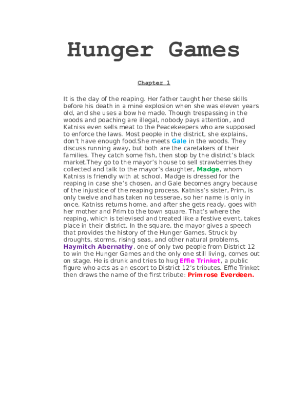 (DOC) Hunger Games