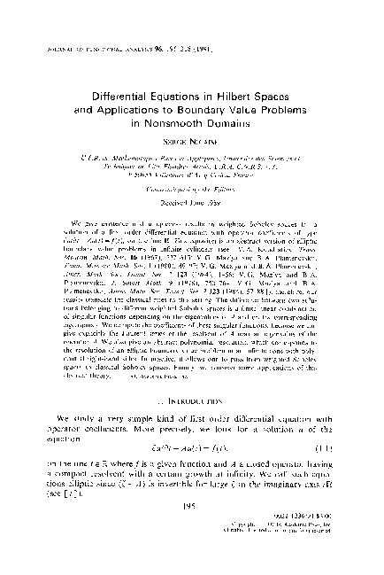 Pdf Differential Equations In Hilbert Spaces And Applications To Boundary Value Problems In