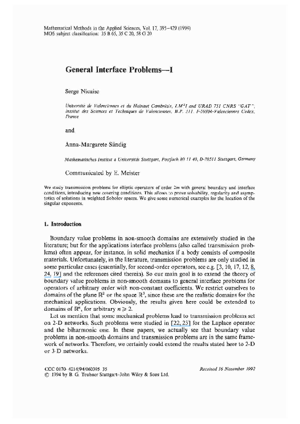 (PDF) General interface problems—I