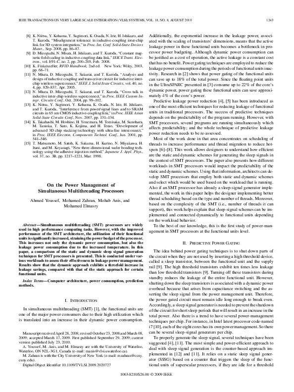 (PDF) On the Power Management of Simultaneous Multithreading Processors