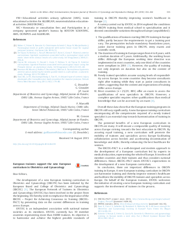 (PDF) European trainees support the new European curriculum in ...